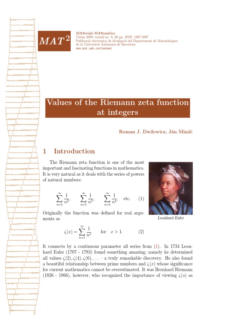 Rieman Zetta Function | PDF | Function (Mathematics) | Elementary Mathematics
