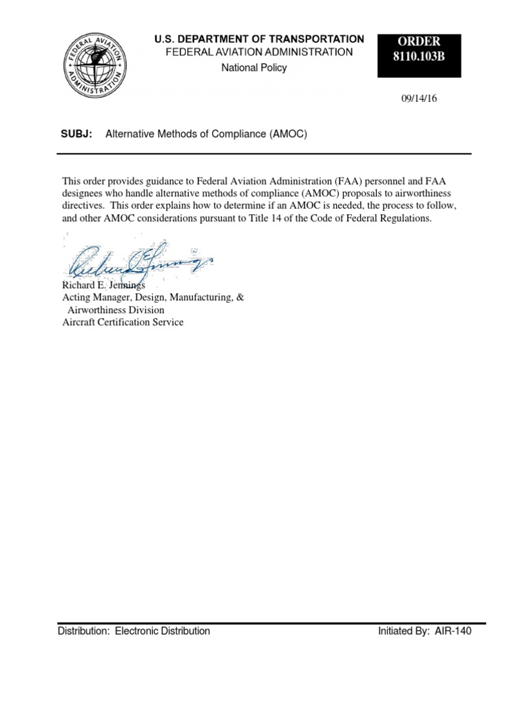 FAA Order 8110.103B AMOC PDF | PDF