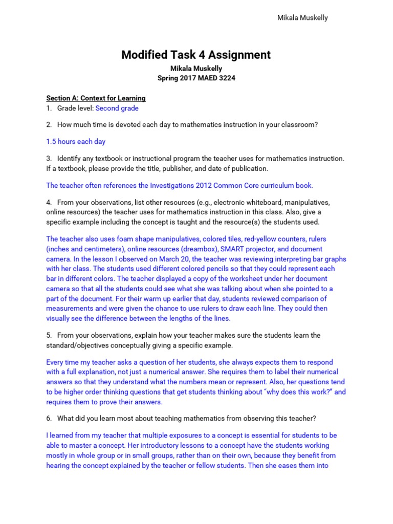 Mikalamuskelly Modifiedtask4assignment | PDF | Educational Assessment ...