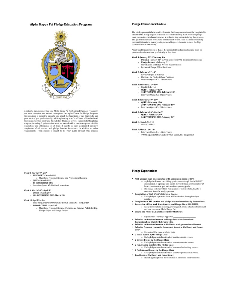 Pledge Education Packet | PDF | Fraternities And Sororities