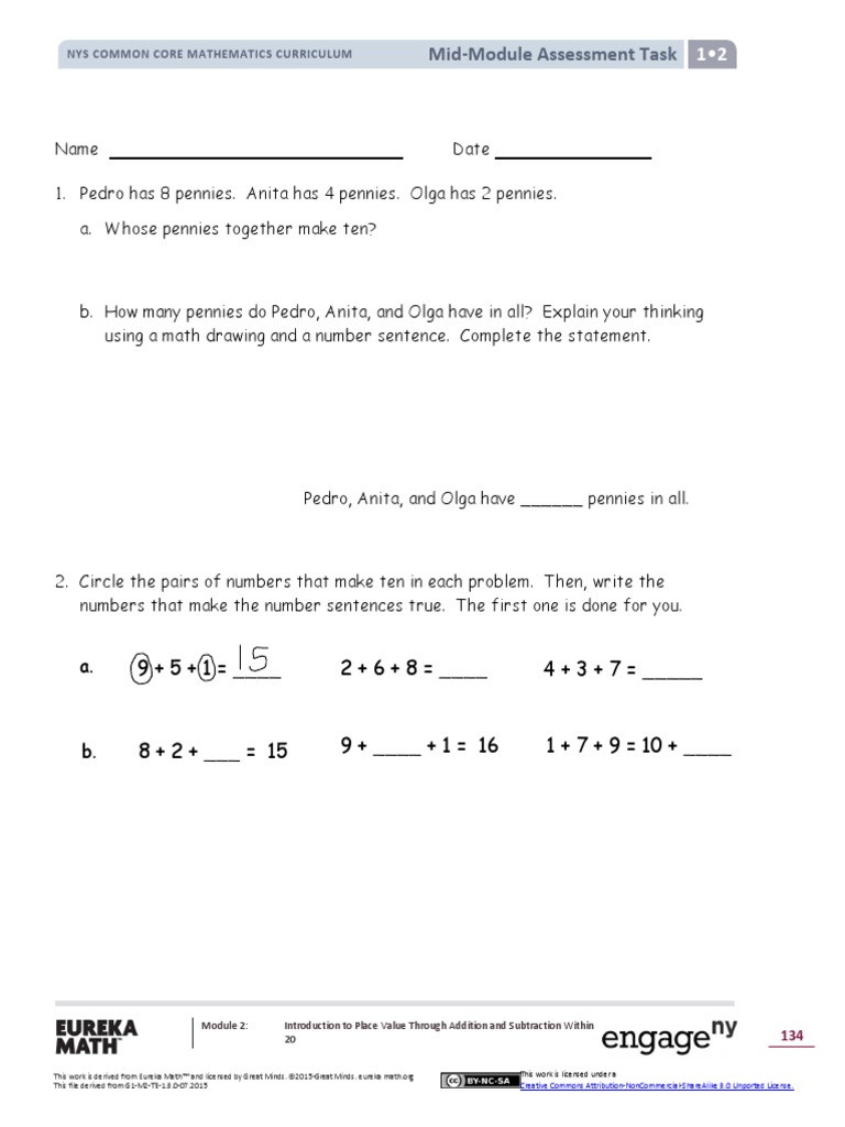 Math g1 m2 Mid Module Assessment | PDF | Common Core State Standards ...
