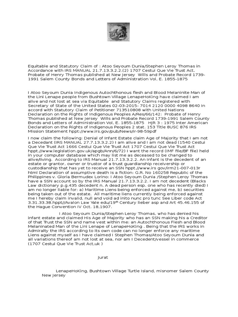 Equitable and Statutory Claim of | PDF | Probate | Legal Concepts