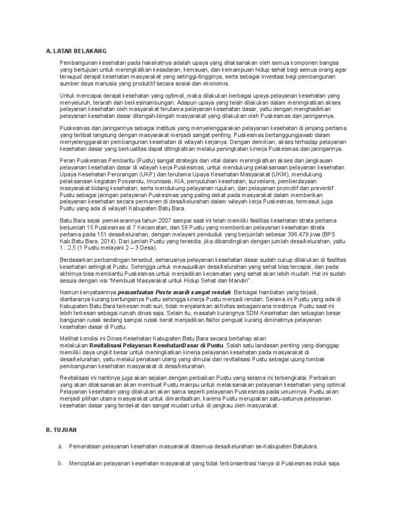 CNTH Kerangka Acuan Pustu | PDF