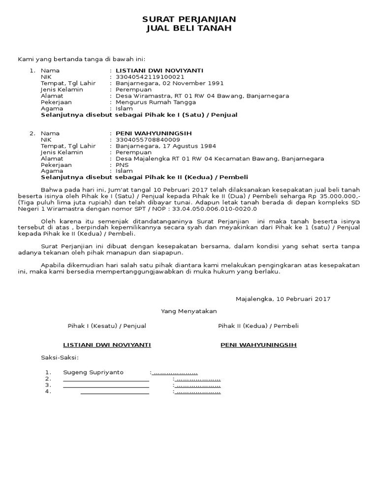 Konsep Surat Perjanjian | PDF