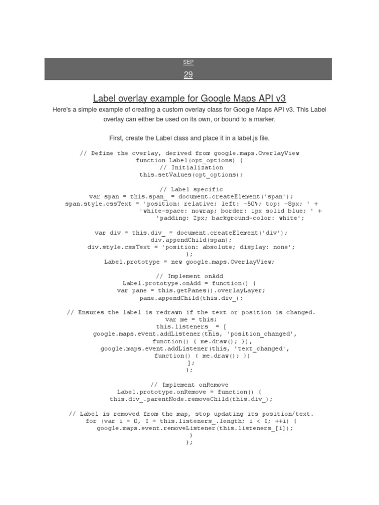 Label Overlay Example For Google Maps API v3 | PDF | Java Script | Web ...
