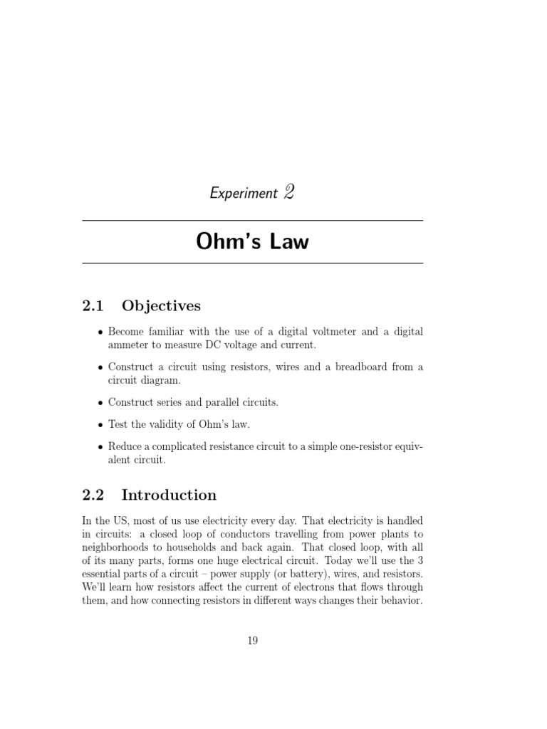 Ohms Law | PDF | Electric Current | Voltage