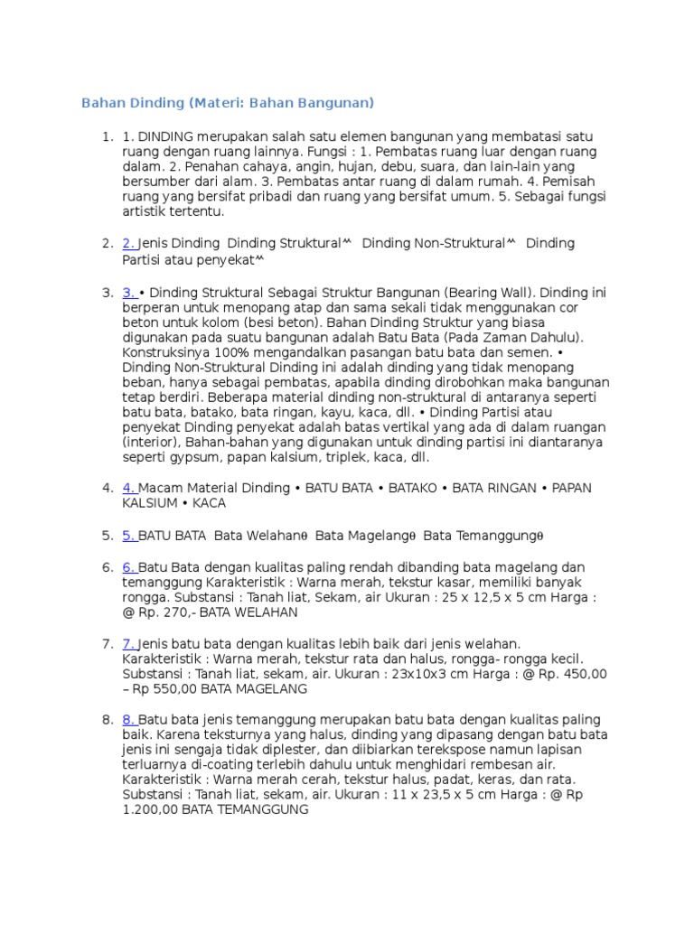 Bahan Dinding | PDF