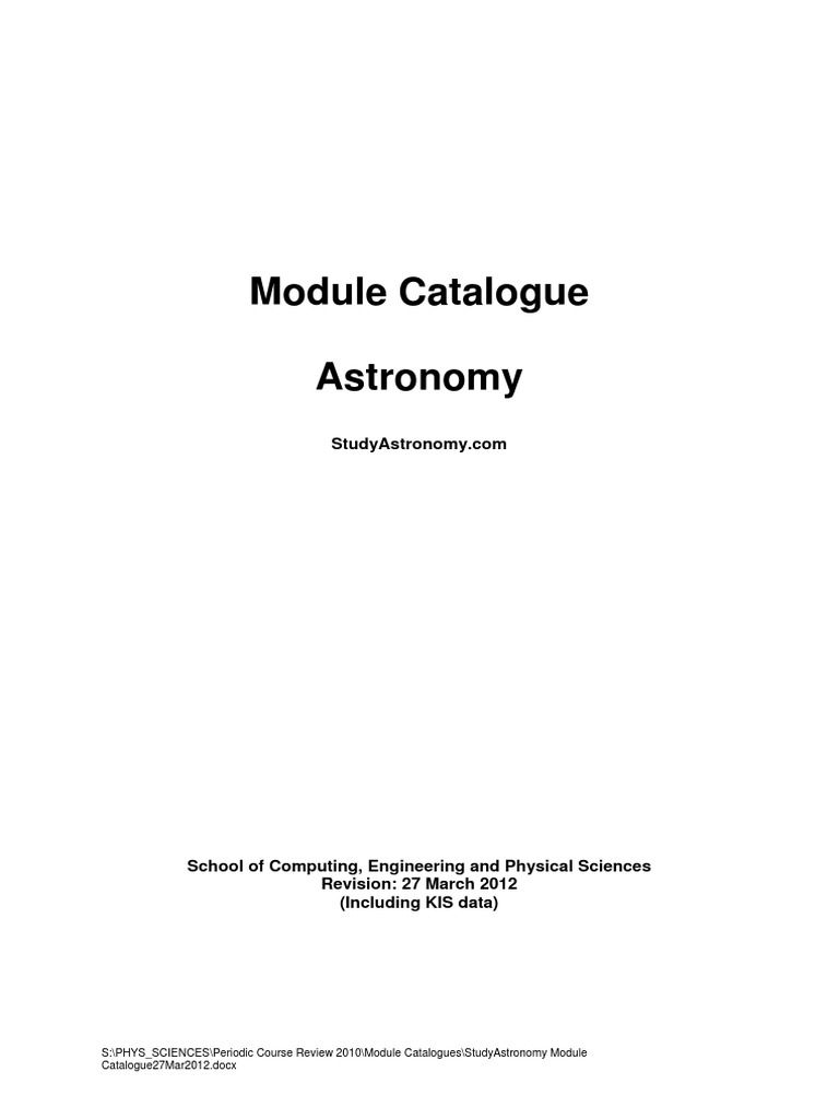 Studyastronomy Module Catalogue27mar2012 PDF | PDF | Physical Cosmology ...