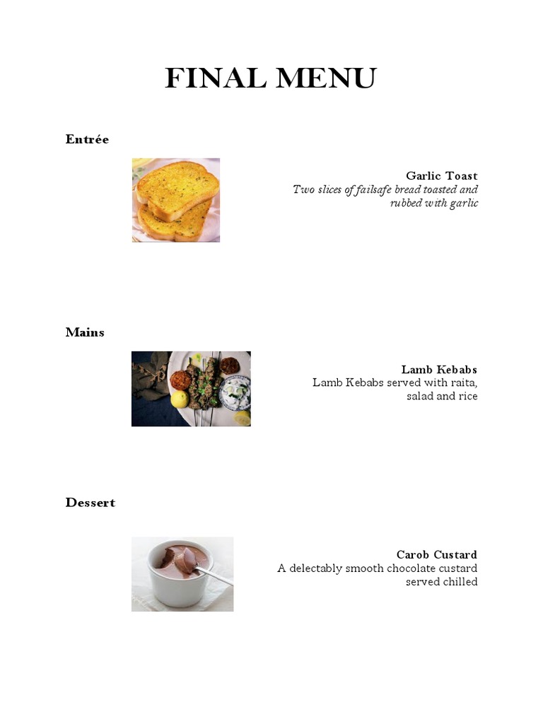 Final Menu | PDF
