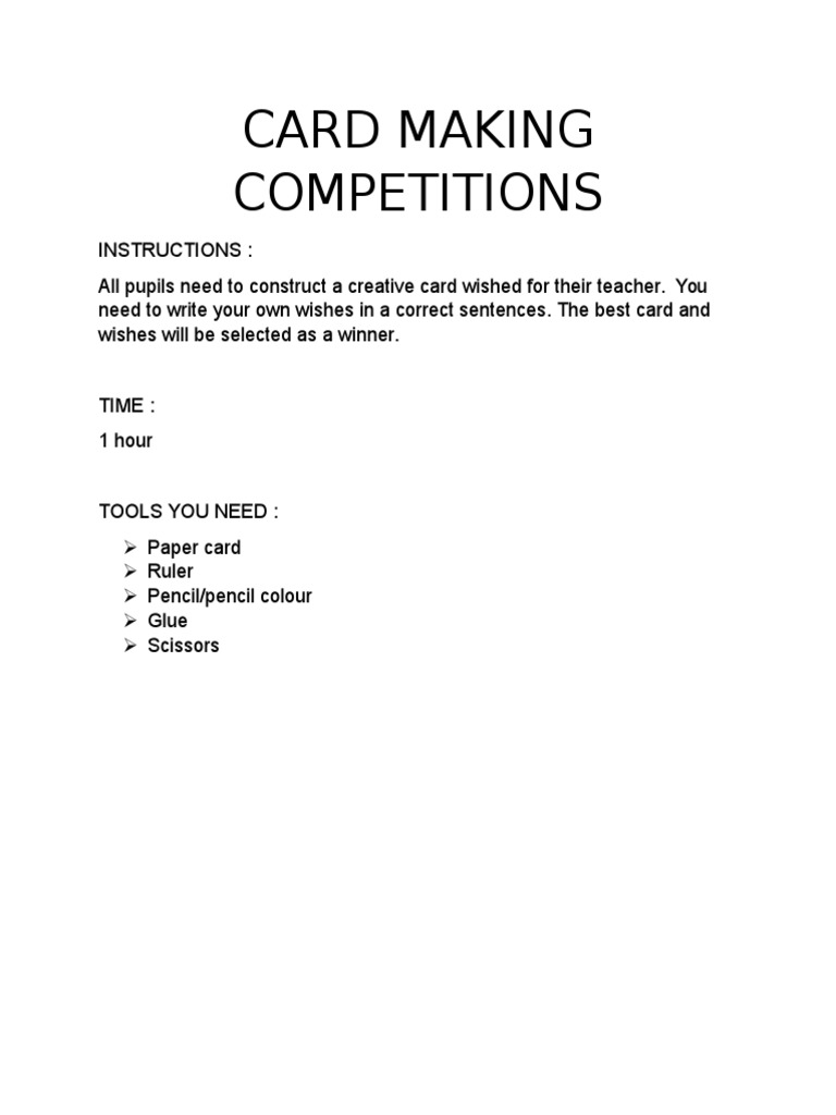 Card Making Competitions | PDF | Home & Garden