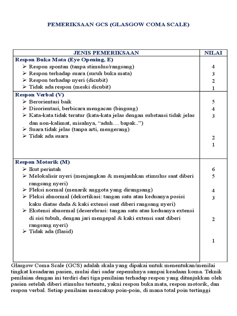 Pemeriksaan Gcs | PDF