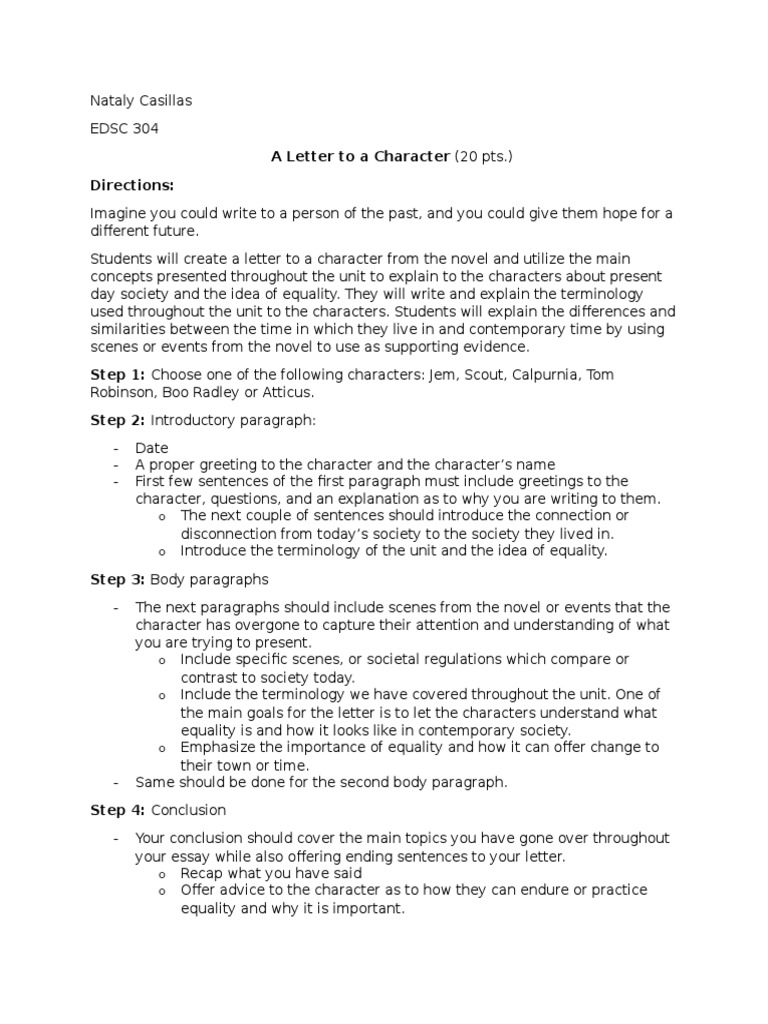 Letter To A Character | PDF | Cognition