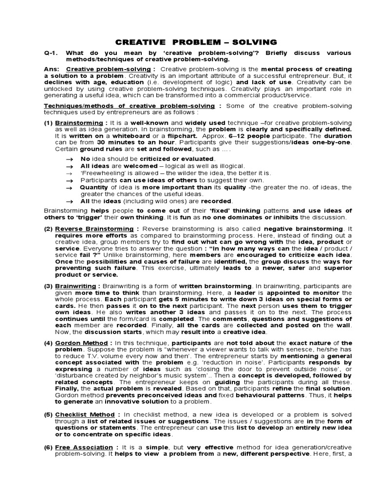 Creative Problem-Solving | PDF | Brainstorming | Creativity