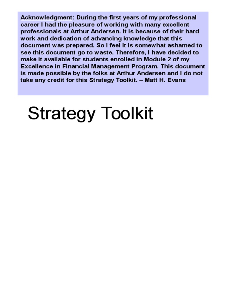 Strategy Toolkit | PDF | Derivative (Finance) | Strategic Management