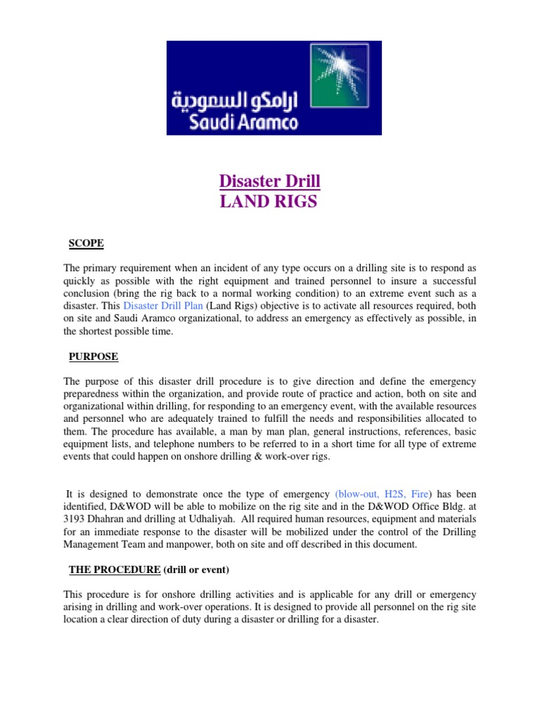 Disaster Drilling Land Rigs | PDF | Drilling Rig | Emergency