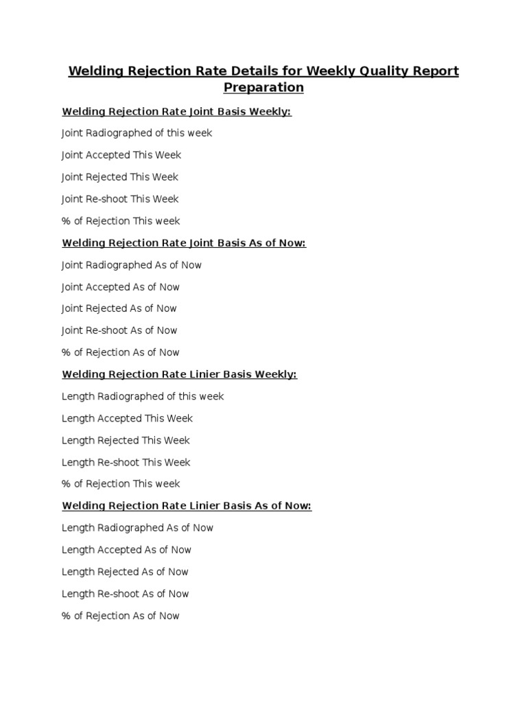 Welding Rejection Rate | PDF | Procedural Knowledge | Welding