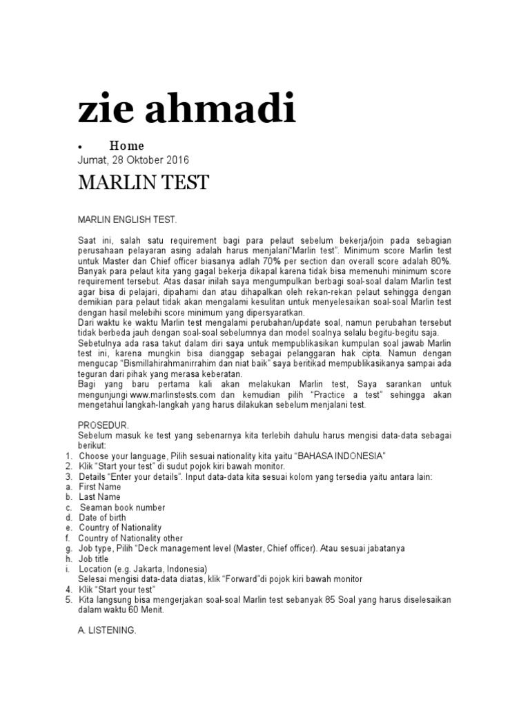 Panduan Marlin Test untuk Pelaut | PDF | Kapal | Industri
