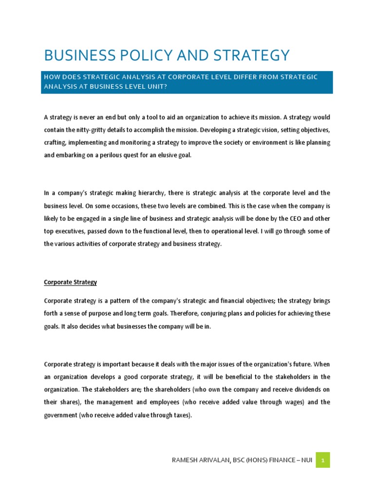 Business Policy and Strategy | PDF | Competition | Strategic Management