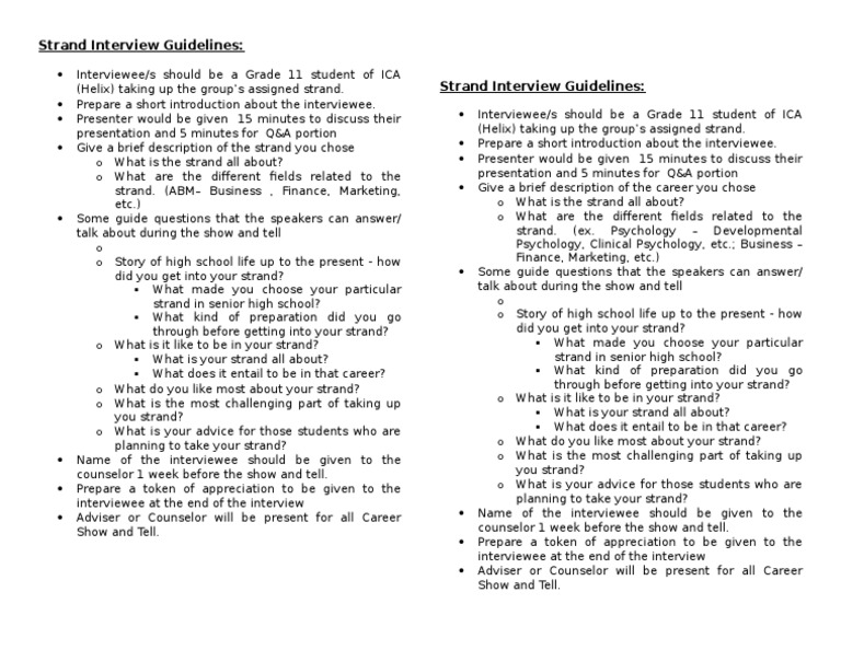 Strand Interview Guidelines | PDF | Psychology | Behavioural Sciences