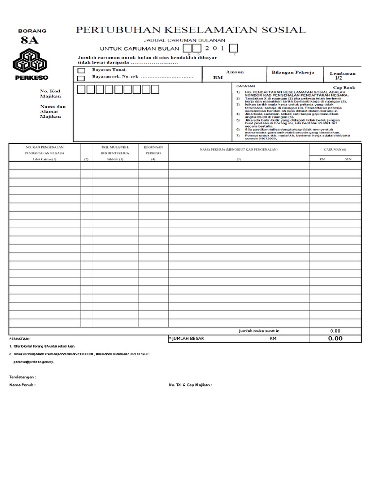 Excel Format New Socso