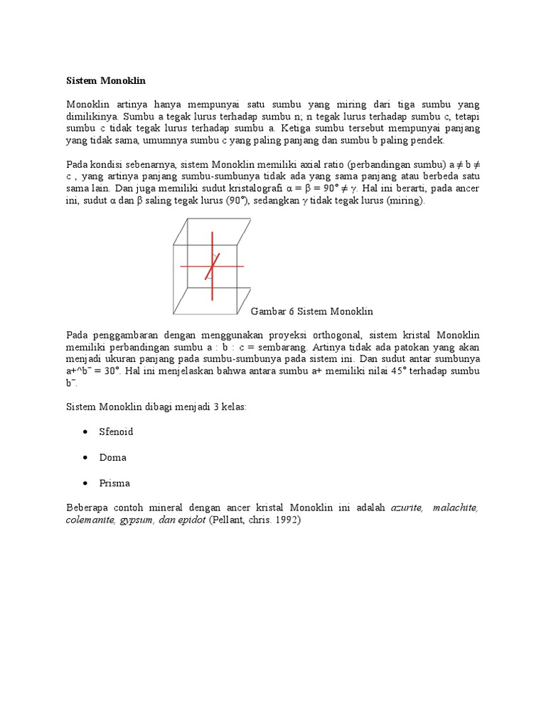 Karakteristik Sistem Kristal Monoklin | PDF