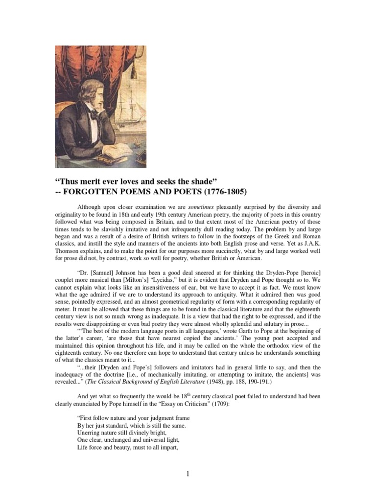 Forgotten Poems and Poets - of Early America (1776-1805) | PDF ...