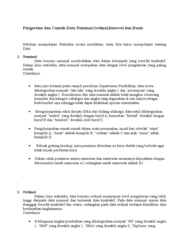 Pengertian Dan Contoh Data Nominal | PDF