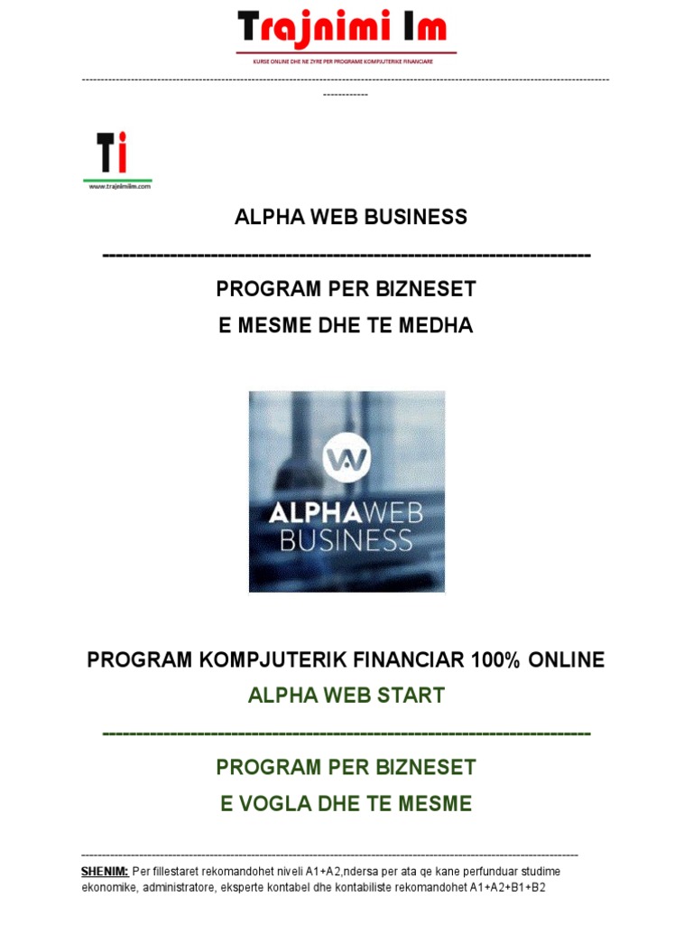 Programi Per Kurse Alpha Web Business A1 A2 B1 B2 C1 C2 | PDF