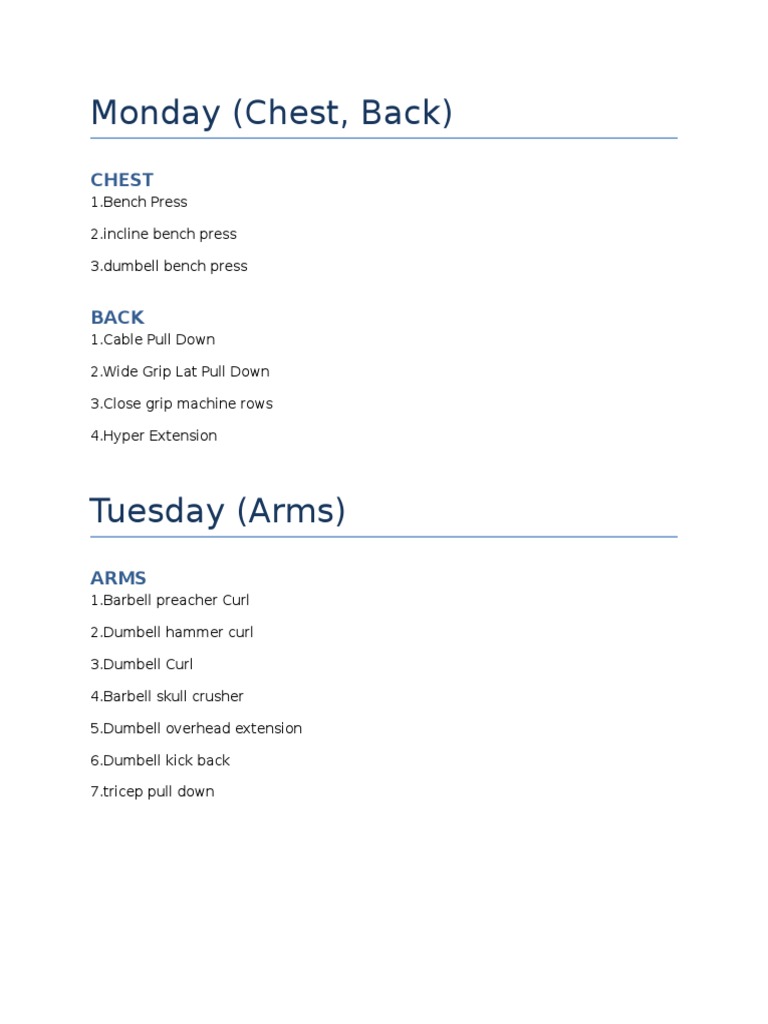 Monday (Chest, Back) | PDF