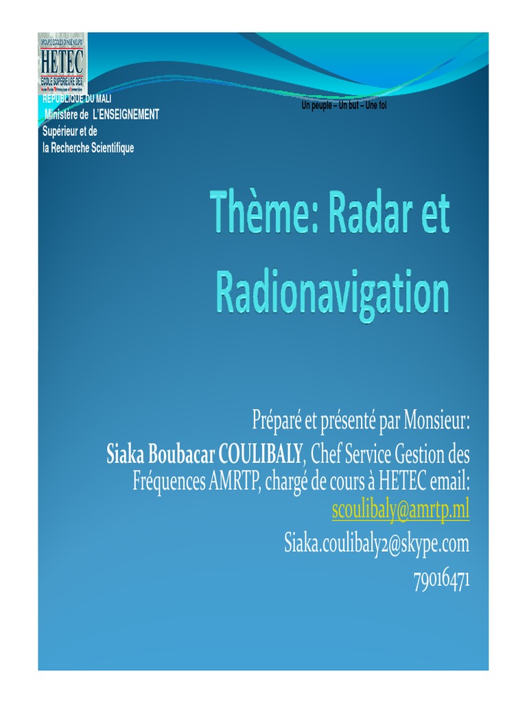 Présentation Radar Et Radionavigation 2015 PDF | PDF | Sans fil ...