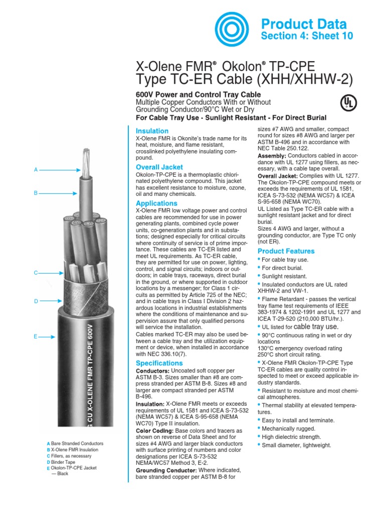 TC ER Cable PDF | PDF | Cable | Electrical Conductor