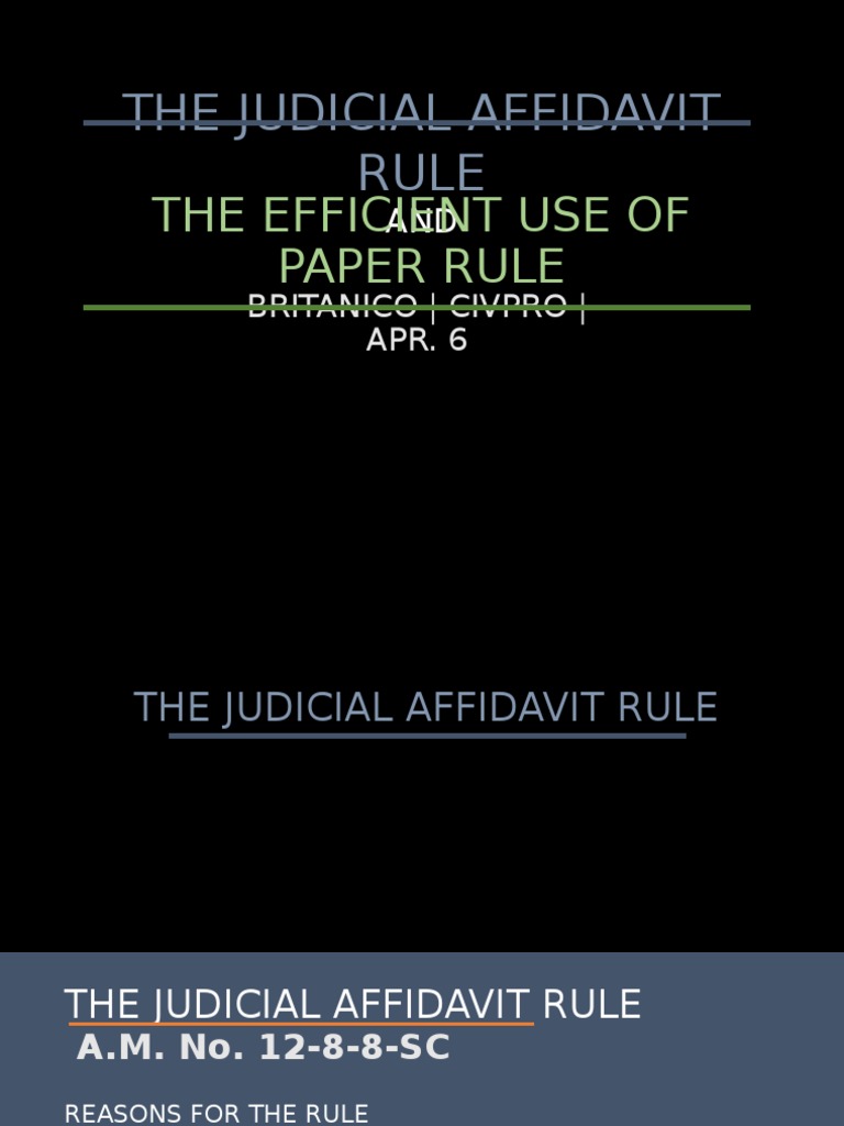 The Judicial Affidavit Rule | Affidavit | Perjury