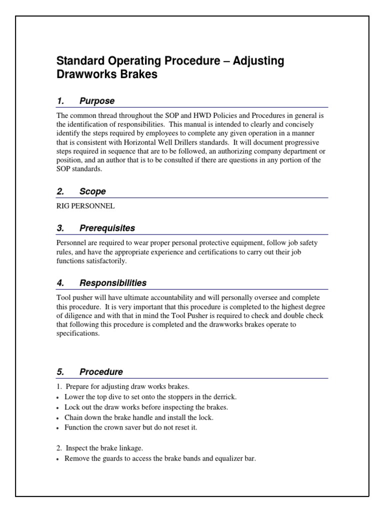 Adjusting Drawworks Brakes 04.00 | PDF | Business
