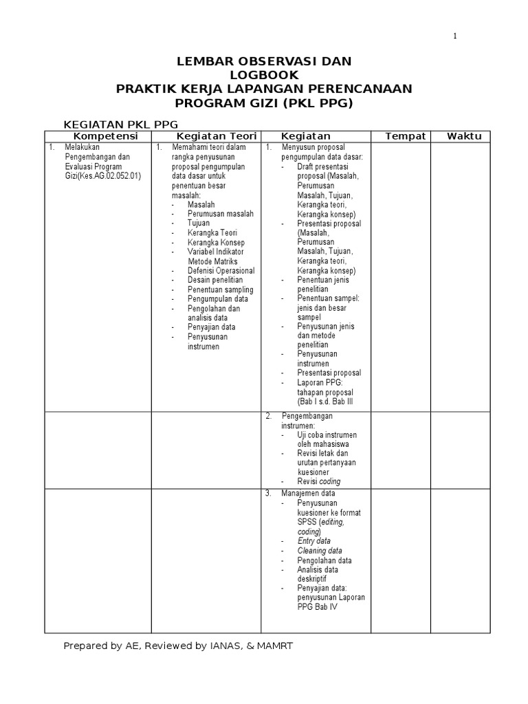 Lembar Observasi Dan Logbook - Rev - Adj | PDF