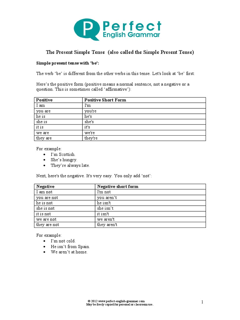 Present Simple Form PDF | PDF