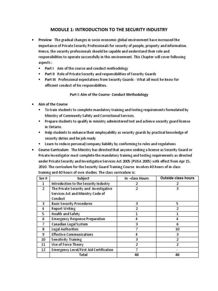 1 Introduction To The Security Industry | PDF | Security Guard | Police
