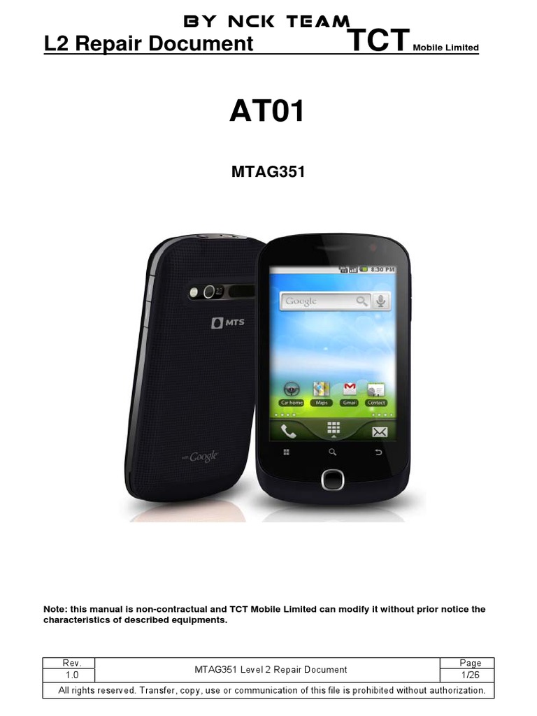 Alcatel AT01 L2 Service Manual | PDF | Electrical Connector | Mobile Phones
