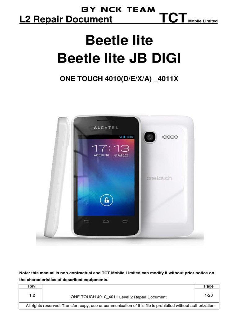 Alcatel One Touch 4010 - OT4011 L2 Service Manual | PDF