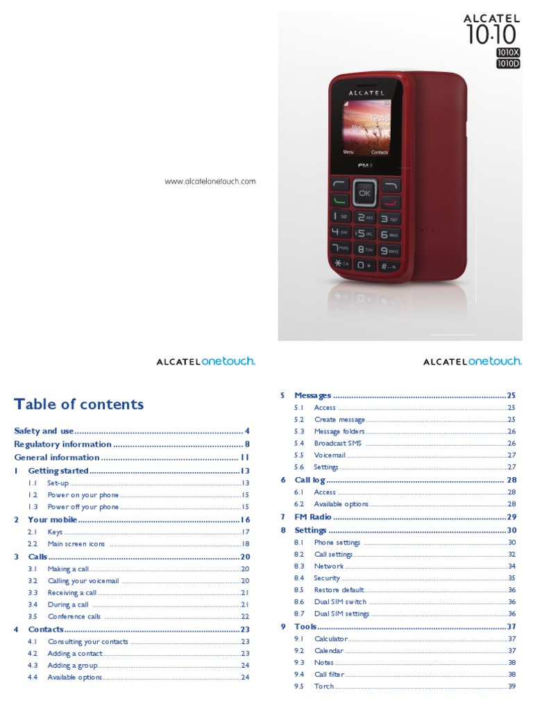 Alcatel One Touch 1010 1010d User Manua | Mobile Phones | Voicemail