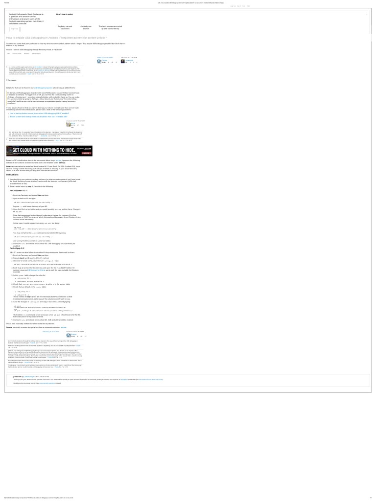 Adb - How To Enable USB Debugging in Android If Forgotten Pattern For Screen-Unlock - Android ...