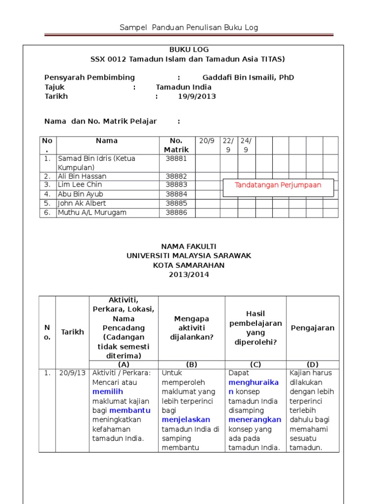 Sample Buku Log | PDF | Seni