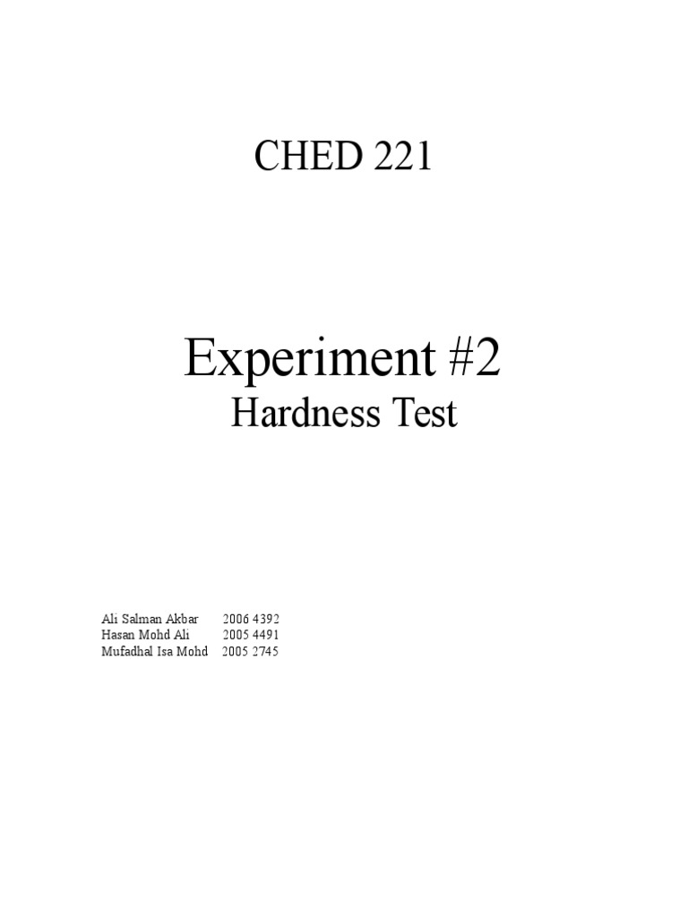 CHED 221: Experiment #2 | PDF | Hardness | Physical Sciences