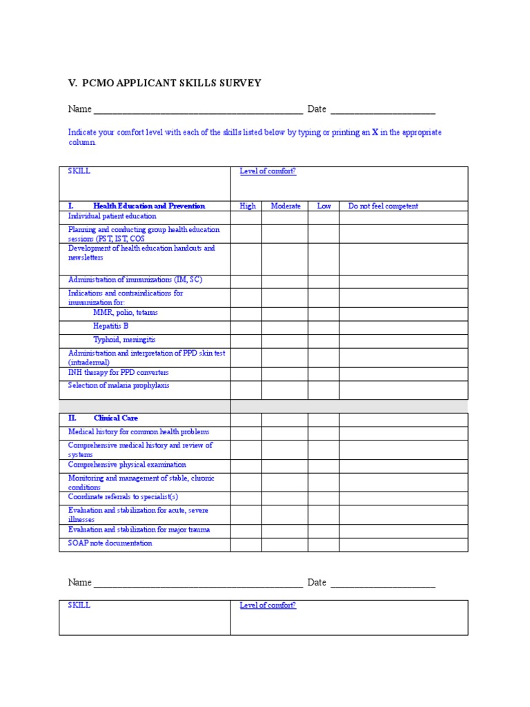 Peace Corps Medical Officer Application Skills Survey - PCMO Applicant ...