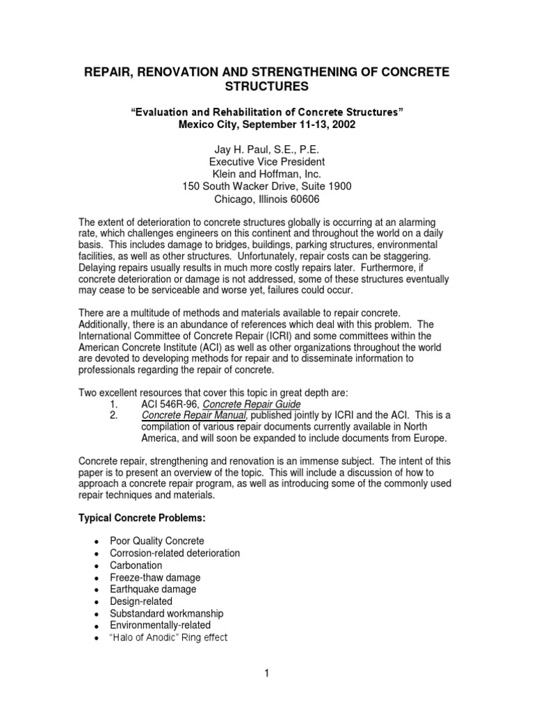 Concrete Repair Report | Corrosion | Rust