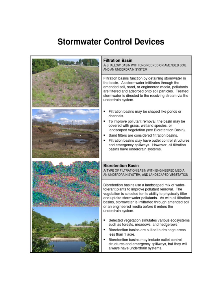 Stormwater Control Devices: Filtration Basin | PDF | Stormwater ...