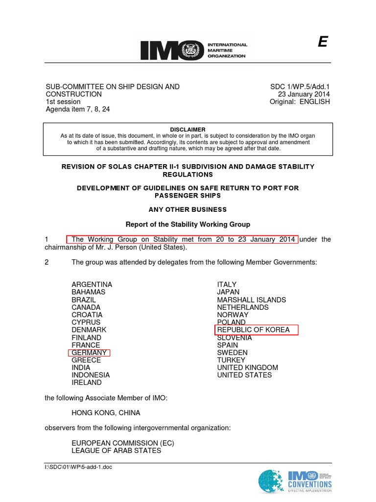 02.SDC 1-WP.5-Add.1 - Revision of Solas Chapter II-1 Subdivision and ...