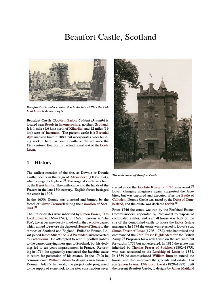 Beaufort Castle, Scotland | PDF | Early Modern Scotland | Highlands And ...