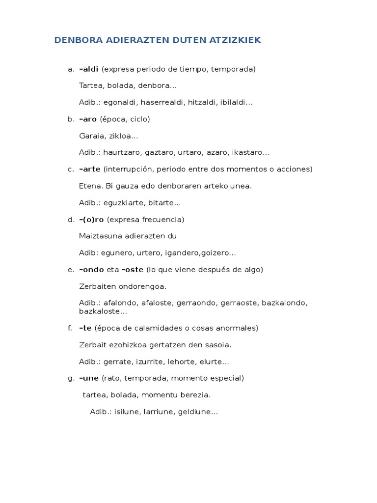 Denborazko Atzizkiak | PDF