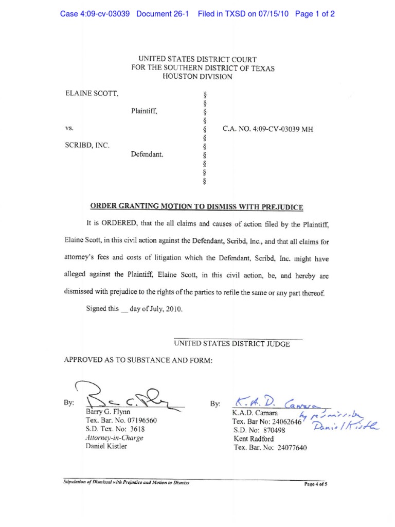 Order Dismissing Case with Prejudice | PDF | Prejudice (Legal Term ...