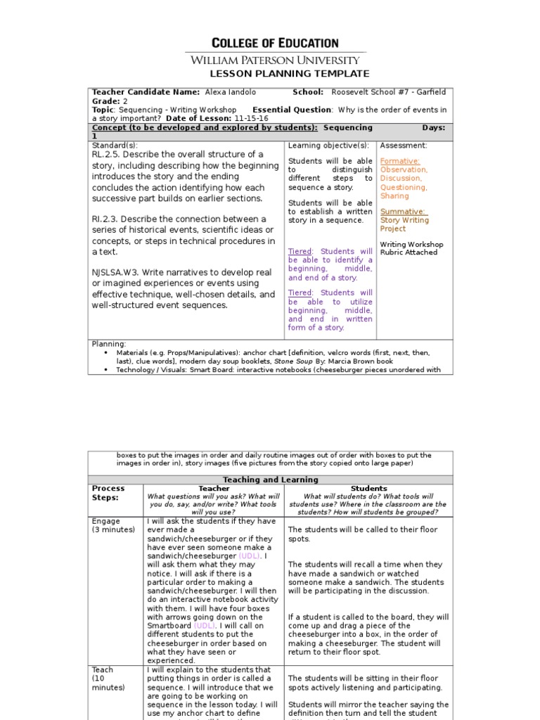 SPC 4290 Tiered Lesson Plan Printable | PDF | Differentiated ...